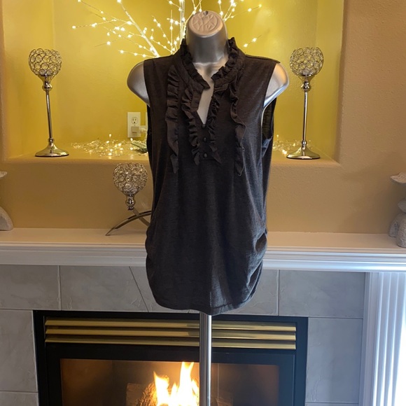 Tops | Womens Ruffled Sleeveless Gray Top With Rouging On The Sides ...